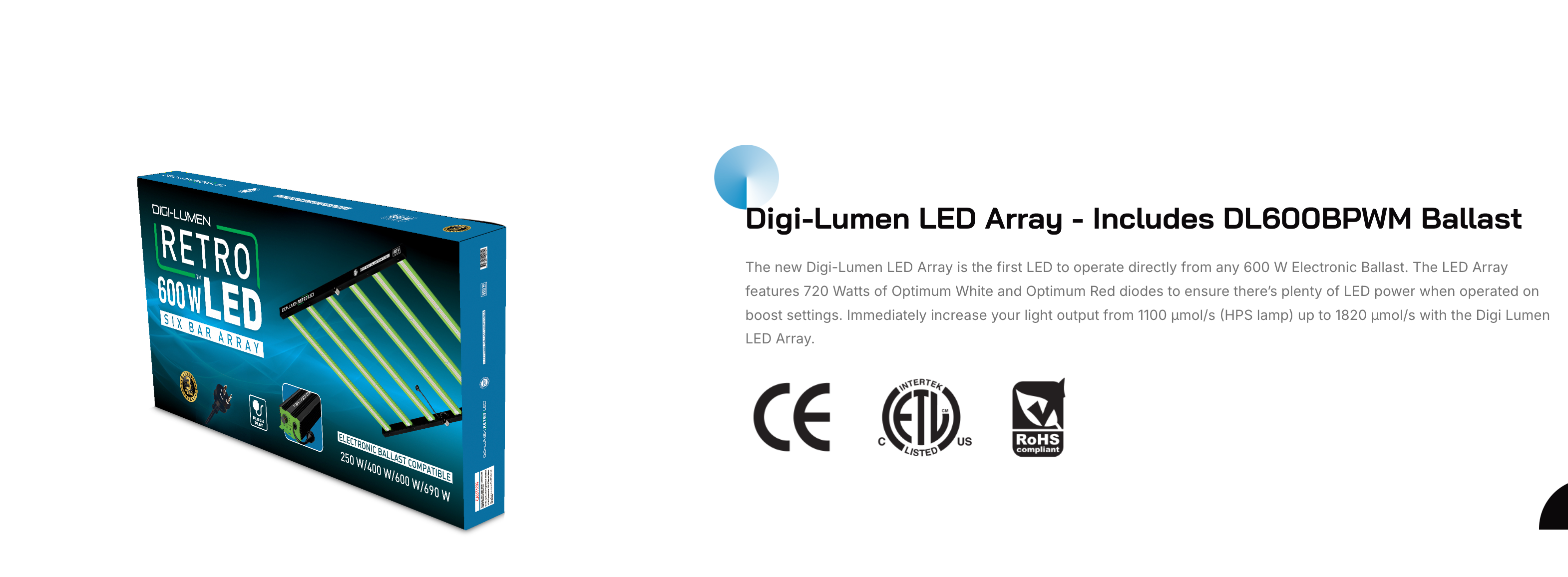 Digi-Lumen Array Full Spectrum 6 Bar LED 600W with PWM Digital e ...