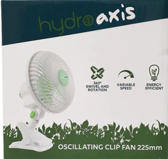Hydro Axis Oscillating Clip Fan 225mm – Pakenham Hydroponics