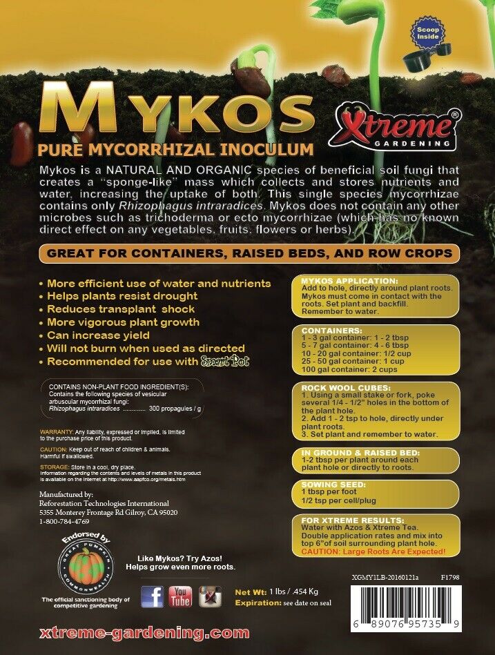 Xtreme Gardening MYKOS GRANULAR Premium Mycorrhizal Innoculant ...